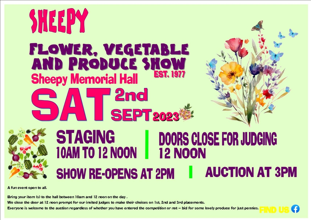 Sheepy Flower & Vegetable Show Saturday 2nd September – Sheepy Parish ...